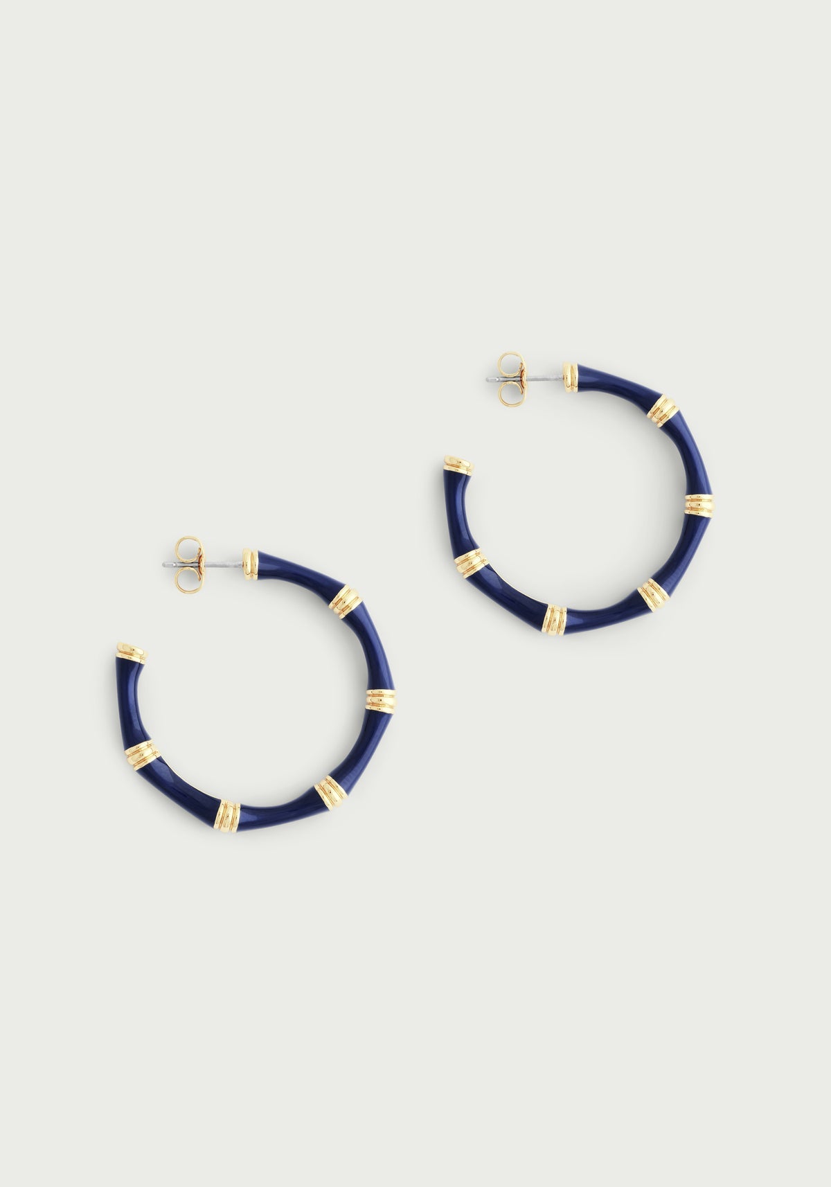 Bamboo Atlantic Navy Blue Enameled Hoop Earrings – Cole and Co.