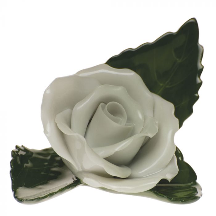 White Herend Rose on Leaf – Cole and Co.