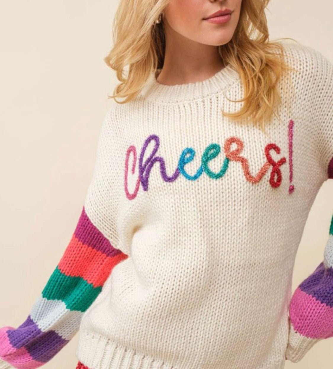 Cheers Sparkle Wording Sweater – Cole and Co.
