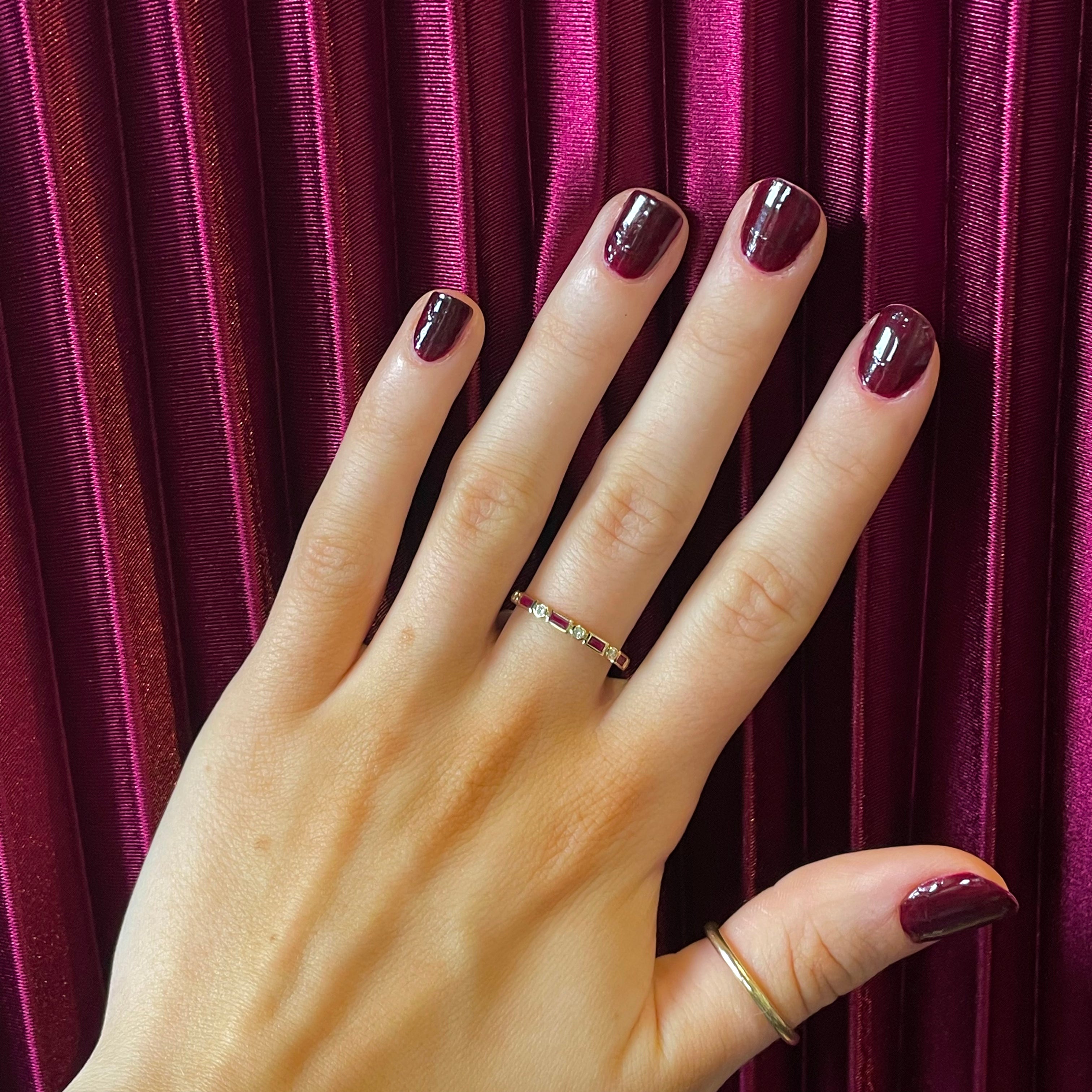 14K Yellow Gold Emerald Cut Ruby and Round Diamond – Cole and Co.