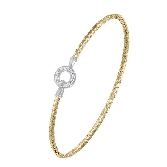 Yellow Gold Finish 2mm Round CZ Hook Bangle – Cole and Co.
