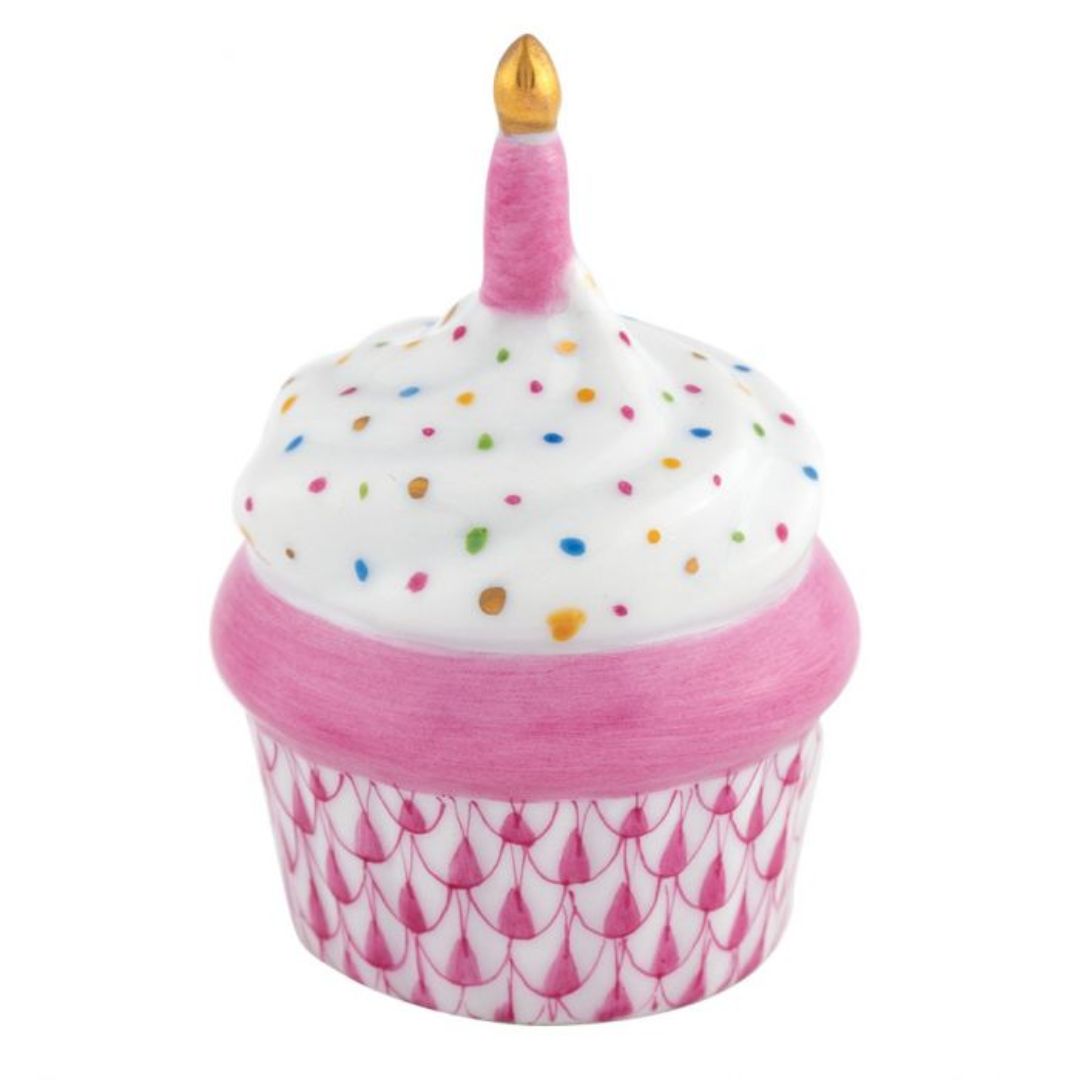 Raspberry Cupcake With Candle – Cole and Co.
