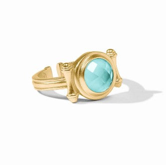 Bamboo Iridescent Bahamian Blue Stone Ring – Cole and Co.