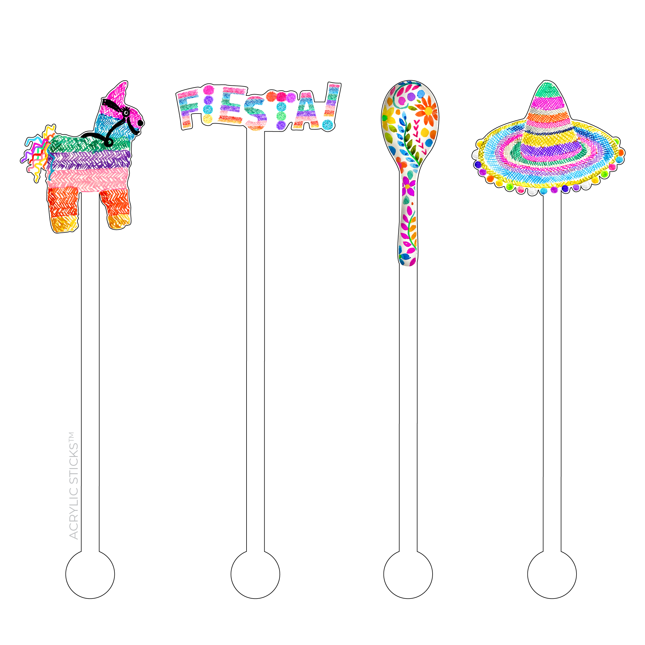 Let's Fiesta Amigo Acrylic Stir Sticks – Cole and Co.